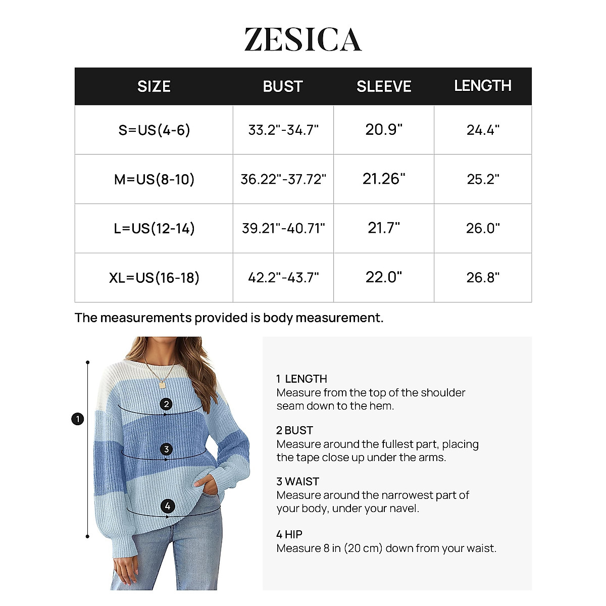 ZESICA Women's Casual Fall Long Sleeve Crew Neck Striped Color Block Loose Fit Soft Knit Oversized Sweaters Pullover Tops,Blue,Large