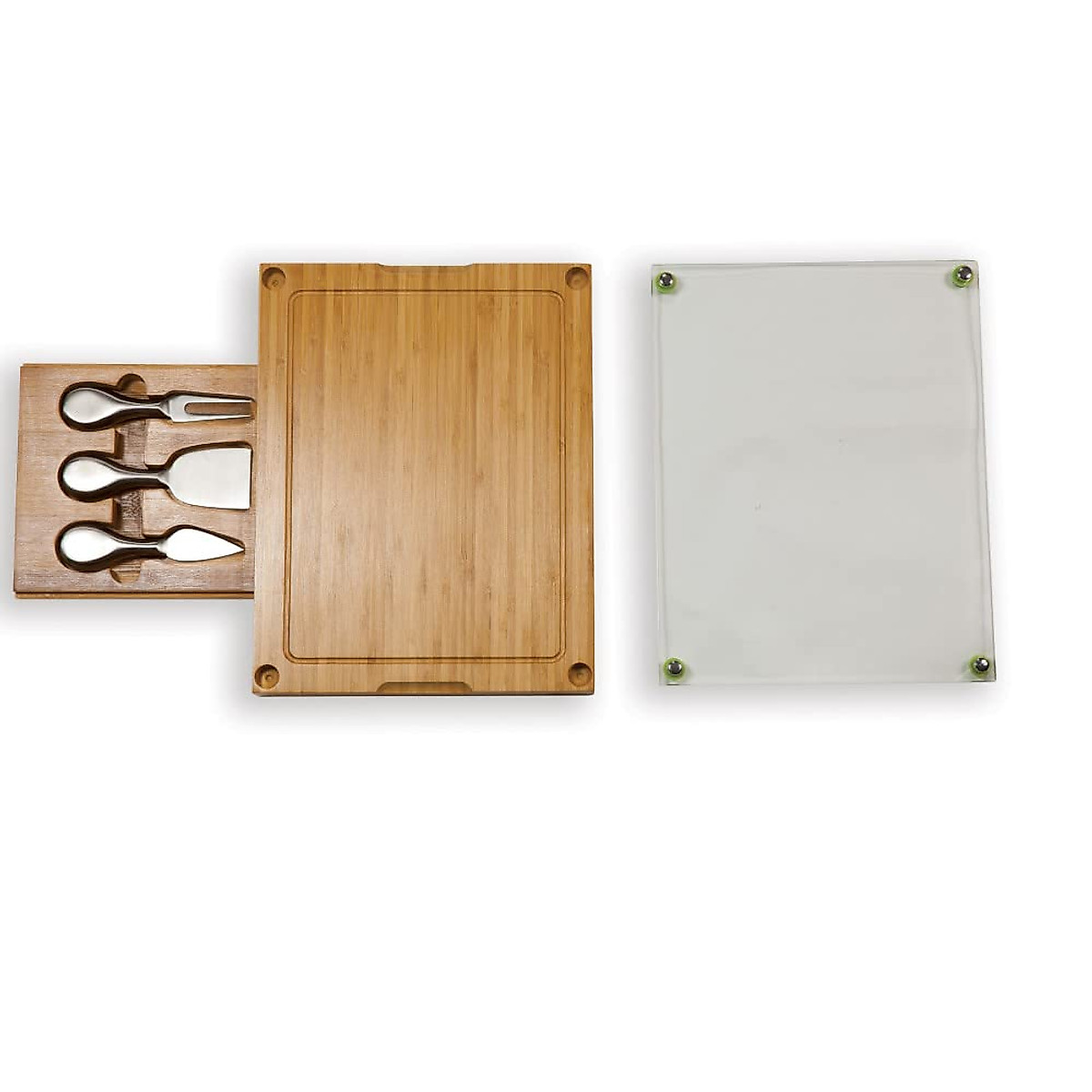 NCAA Tennessee Volunteers Concerto Glass Top Cheese Board and Knife Set - Charcuterie Board Set - Glass Top Cutting Board