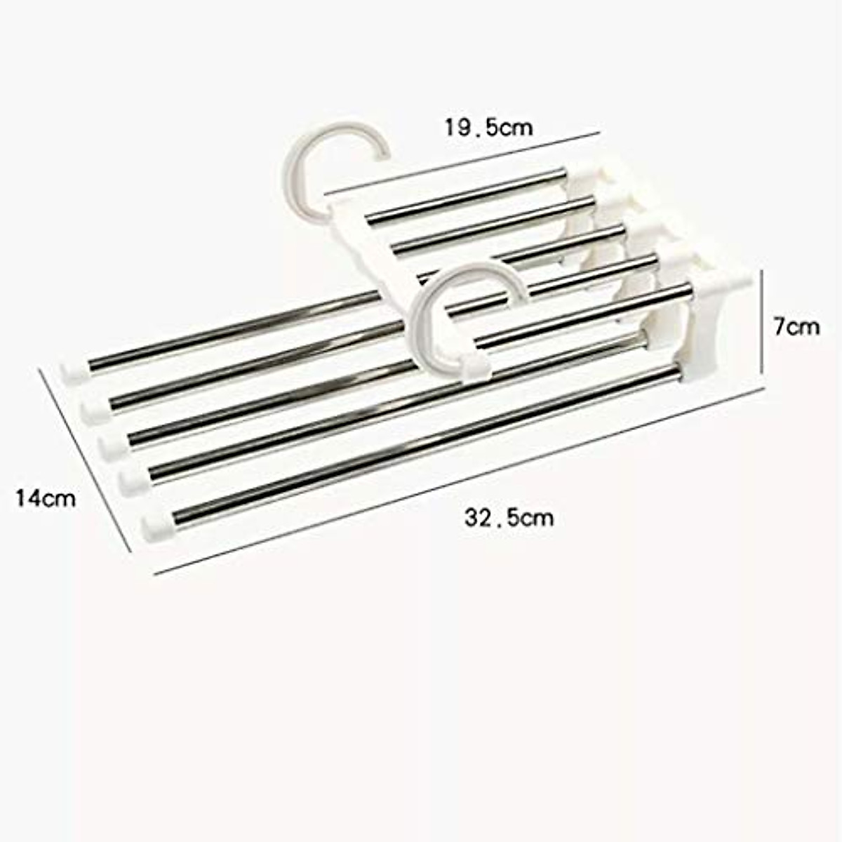 Flurries Folding Pants Hangers, Stainless Steel S-Shape Trousers Clothes Organizer Closet Space Saving for Pants Jeans Scarf Silver Slack (White)