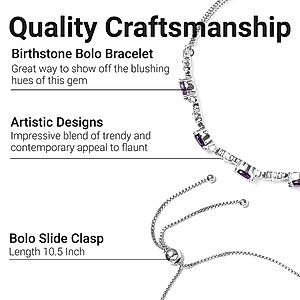 Shop LC Purple Amethyst Bolo Adjustable Bracelet for Women Birthstone Jewelry Slider Chain Birthday Gifts for Women