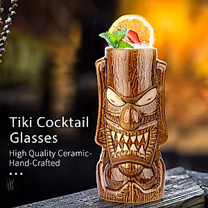 Tiki Glasses,Tiki Cups Set of 8,Ceramic Tiki Mugs,Tiki Glasses for Cocktails,Tiki Tropical Hawaiian Birthday Party Decorations,Cute Exotic Cocktail Glasses Great for Bar,Hawaiian Party,Unique Gift.