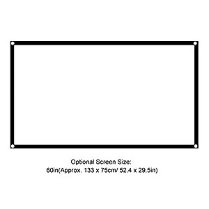 60-150 Inch Portable Projector Screen, Foldable 16:9 HD Non-Crease Polyester Projection Movies Screen Curtain for Indoor Outdoor Film Home Theater Office/Camping/Party(60")