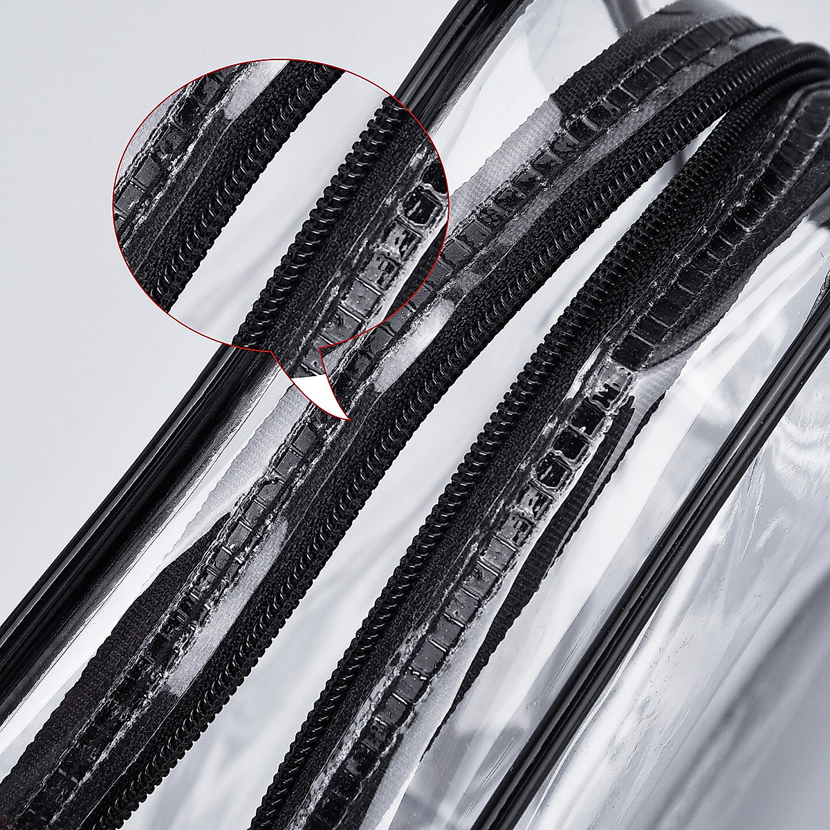 Hotop 4 Pieces Clear Make-up Bags Travel Toiletry Bag Organizers for Traveling Portable Cosmetic Pouch Set with Zipper Handle, Business Trip and School Bathroom, Water-proof