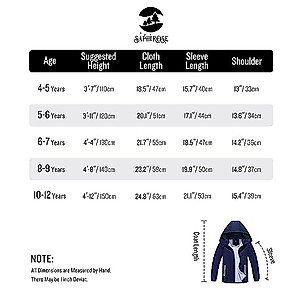 SaphiRose Kids Rain Jacket Waterproof Raincoat Mesh Lined Coat with Removable Hood for Boys Girls (Navy,8-9 years)