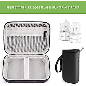Case Compatible with NIIMBOT D11 Label Printers, Carrying Storage Holder for Mini Smart Label Maker Label Printer Machine with Tape and Paper, for Office Home Organization (Black) - Bag Only