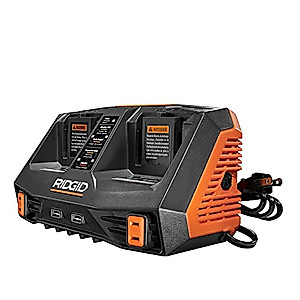 Ridgid 18-Volt Lithium-Ion Dual Port Sequential Charger Kit with (2) 4.0 Ah Batteries and (2) 2.0 Ah Batteries