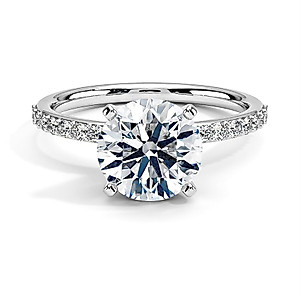 Blocaci Engagement Ring 2-1/4 CT Moissanite Round Cut Pave Engagement Rings for Women 10k 14k 18k White Gold (14K GOLD, 12)