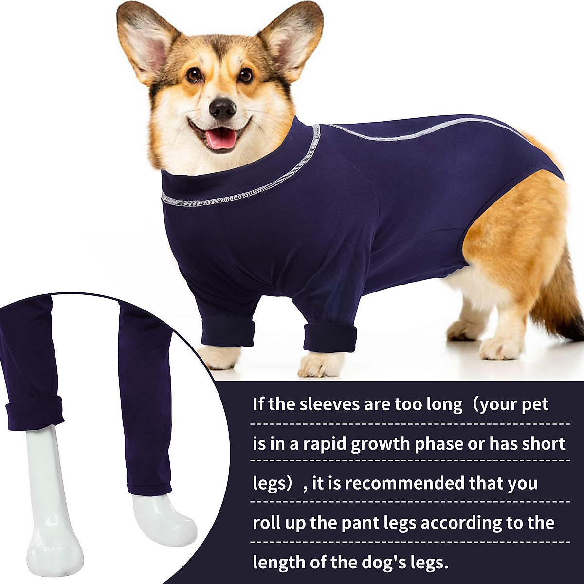 ROZKITCH Dog Surgery Recovery Sleeve for Front Legs, Anti-Lick Wound Protector with Zipper, Dog Elbow Brace for Joint Care, ACL/CCL Sprain, Arthritis, Post-Op Suit, Cone Collar Alternative Blue S