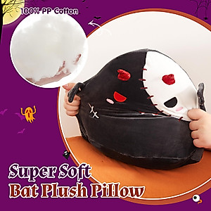 FunBase Halloween Ghost Bat Plush Pillow - Creative Double-Sided Plush Cushion with Red Devil Horns & Wings, Perfect for Holiday Décor & Gifts