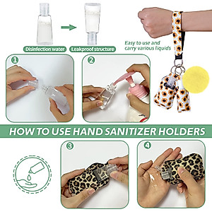 MODOWEY 54Pcs Travel Bottle Chapstick Lanyard Keychain Holders with Pom Pom Keychain