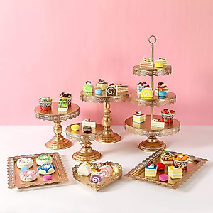 7Pcs Cake Stand and Pastry Trays Metal Cupcake Holder Fruits Dessert Display Plate for Baby Shower Wedding Birthday Party Celebration