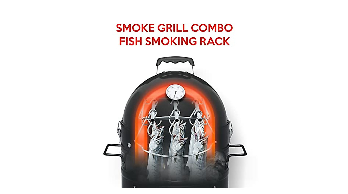 CUE WAY K-1 Charcoal Smoker & Grill Combo - Portable 14-inch Design