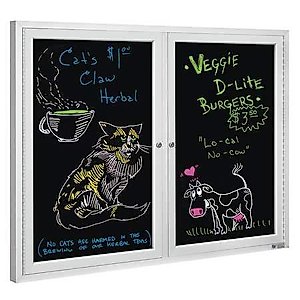 Enclosed Bulletin Board,Wet/Dry,36x24"
