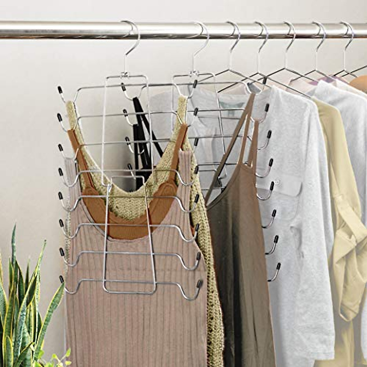 Space Saver Durable Tank Top Hanger & Bra Organizer - Folding Metal Hanger, Multi-Use 16-in-1 Space-Saving Cami & Bra Hangers Great for Lingerie, Bathing suits, Strappy Dresses, Accessories, Tie/Belts