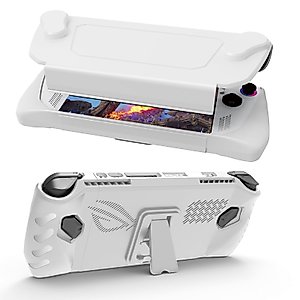 JDDWIN Full Case for ASUS Rog Ally 2023, Protective Case Skin with Detachable Front Shell Cover and Kickstand for Rog Ally,Shockproof/Non-Slip/Anti-Collision (White)