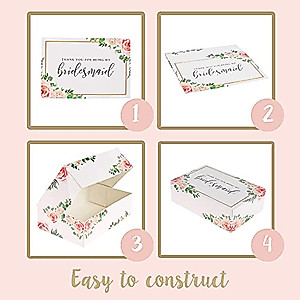 Bridesmaid Thank You Box Set {6 Pack} 1 Maid of Honor Thank You Box and 5 Bridesmaid Thank You Boxes I Thank You For Being My Bridesmaid | Bridesmaid Box for Bridesmaid Gifts | Floral Style