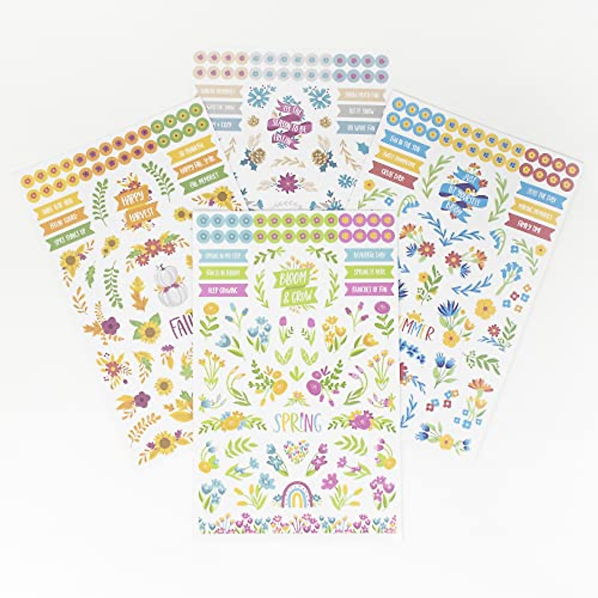 bloom daily planners Decorative Floral Planner Sticker Sheets - Variety Sticker Pack for Decorating, Planning, Scrapbooking, etc.