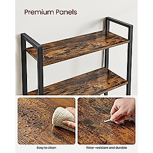 VASAGLE ALINRU Bookshelf, Bookcase, 5-Tier Storage Rack with Steel Frame, for Living Room, Office, Study, Hallway, Industrial Style, Rustic Brown and Black ULLS061B01