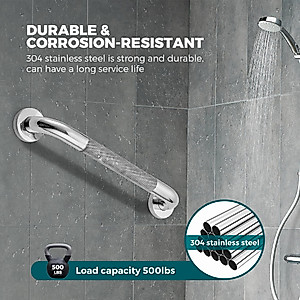 2 Pack Grab Bars for Shower Handle, 12 Inch Anti Slip Shower Grab Bars for Seniors, Stainless Steel Knurled Handicap Grab Bars for Bathroom(Polished Chrome, 1" Diameter)