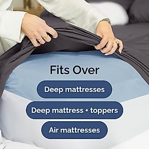 Extra Deep Queen Sheet Set - 6 Piece Breathable & Cooling Sheets - Hotel Luxury Bed Sheets Set - Easy & Secure Fit - Soft, Wrinkle Free & Comfy Sheets Set - Grey Sheet Set w/Extra Deep Pockets
