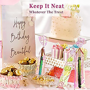 Yotelab Easter Iridescent Holographic Cellophane Treat Bags, 2x10 Inches Pretzel Bags with Ties, Pretzels Individual Bags, Prezetels Sticks Bags,100Pieces