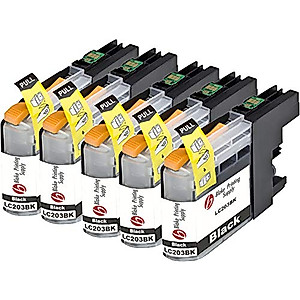 Blake Printing Supply Compatible Ink Cartridge Replacement for Brother LC201, LC203 (Black, 5-Pack)