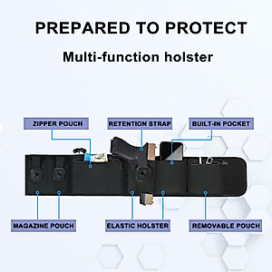 Crienten Belly Band Holster for Concealed Carry, Concealment Gun Holster for Men & Women, Waist Holsters Fits Taurus, Smith, Glock P238, Ruger LCP, S&W M&P Shield 9MM Most Pistols and Revolvers