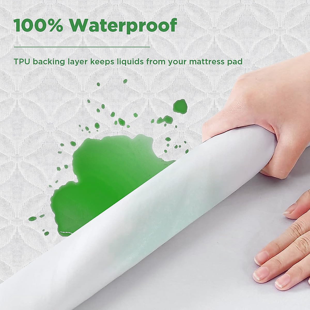 100% Waterproof Mattress Protector Queen, Bamboo Mattress Pad Cover Ultra Soft 3D Air Fabric Cooling Breathable Noiseless Deep Pocket(8-18 INCH)