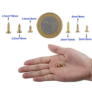 newlng 1200pcs Small Screws Phillips Flat Head Cross Self Tapping Tiny Screw Cabinet Electronic Accessories Screw Multifunctional DIY Micro Woodworking Mini Screw Set Gold