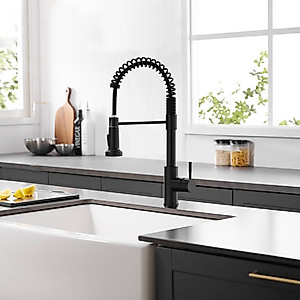 GIMILI Black Kitchen Faucet with Pull Down Sprayer Commercial Single Handle Lever Spring Kitchen Sink Faucet