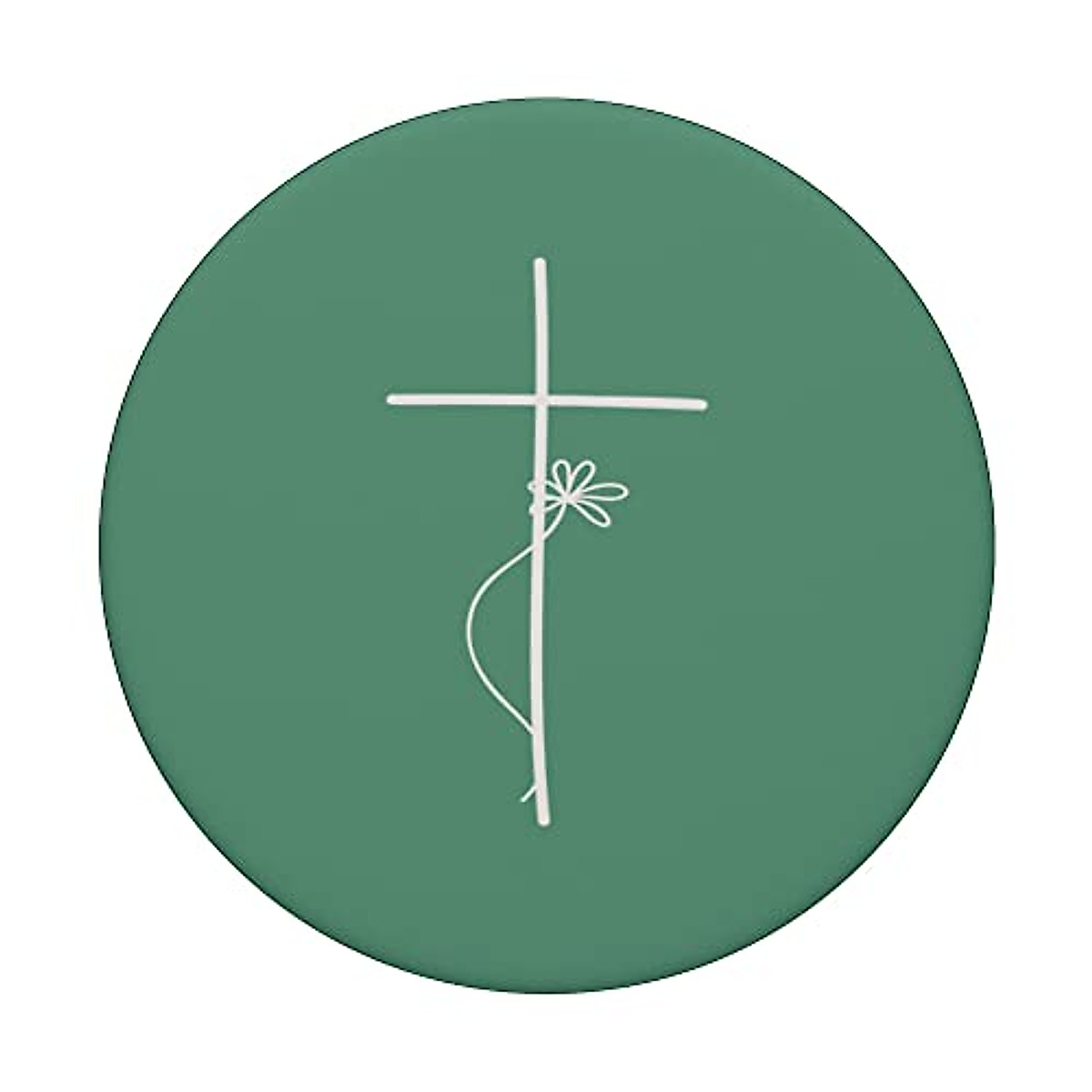 Cross With Flower Jesus Floral Minimalist Line Art Women PopSockets Swappable PopGrip