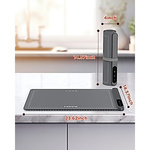 FEPPO Food Warming Mat, Upgrade High-tech Graphene Heating Film, Fast Full Surface Electric Warming Tray with 6 Level Adjustable Temperature and 6 Hours Timer, Roll Up Food Warmers for Parties Buffet