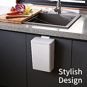 JOE & LEAH Hanging Compost Bin Trash Can - Garbage Compost Bin for Kitchen Cabinet Door Mounted Under Sink RV Bathroom (Ivory)