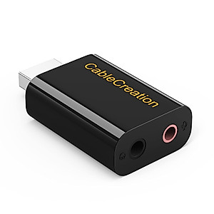 USB Audio Adapter with 3.5mm Jack, CableCreation USB External Stereo Sound Card with 3.5mm Earphone and Microphone for PS4, PS5, Windows, Mac, Linux, Plug and Play, Black