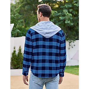 COOFANDY Men's Flannel Plaid Hoodie Shirt Jacket Button Down Slim Fit Buffalo Shirts