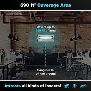 Catchmaster Pro Series Flying Insect Light Trap, Electric UV Light Fly Trap, Silent Adhesive Glue Board Mosquito Trap, Gnat Killer Indoor, UV Lamp Bug Catcher, Pet Safe Pest Control for Home & Garage