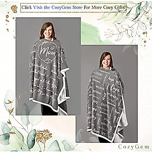 CozyGem Mom Blanket, Mom Birthday Gifts, from Daughter or Son, Best Mom Cozy Throw Blankets with Letter, Mom Gifts, Love You Mom Blanket, Mothers Day Blanket, 65x50, Fleece - Gray