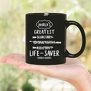 Inspirational Gift World's Greatest Secretary Appreciation Gift - Unique Idea For Spouse Or Partner - 11oz 15oz Black Coffee Mug