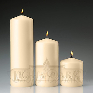 Vanilla Pillar Candle Variety Set - 3 Vanilla Unscented Pillar Candles - Set Includes 3", 6" and 9" Candle