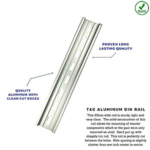 T&G 10 Pieces DIN Rail Slotted Aluminum RoHS 8" Inches Long 35mm Wide 7.5mm High