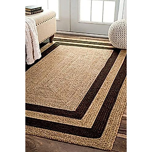 Hand MadeFarmhouse Jute Area Border Rectangular Braided Flooring by SANWARIYA Rugs. (4' x 6' Feet)