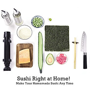 FUNGYAND Sushi Making Kit, All in One Sushi Bazooka Maker with Bamboo Mats, Bamboo Chopsticks, Avocado Slicer, Paddle, Spreader, Sushi Knife, Chopsticks Holder, Cotton Bag, DIY Sushi Roller Machine