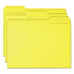 Smead Colored File Folder, 1/3-Cut Tab, Letter Size, Yellow, 100 per Box (12943)