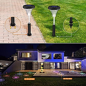 Moragin Bright Solar Patio Lights 8 Pack, Warm White/Color Changing LED Outdoor Solar Lights, IP65 Waterproof Solar Pathway Lights, Landscape Lighting for Pathway Patio Yard Lawn Garden Decorative