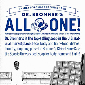 Dr. Bronner's - Pure-Castile Liquid Soap (Tea Tree, 32 ounce) - Made with Organic Oils, 18-in-1 Uses: Acne-Prone Skin, Dandruff, Laundry, Pets and Dishes, Concentrated, Vegan, Non-GMO