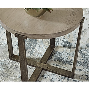 Signature Design by Ashley Dalenville Industrial Round End Table, Gray