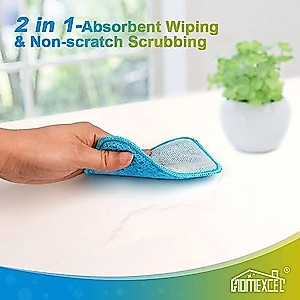 12 Pack Scrub & Wipe Cloths, Dual-Sided Sponges for Kitchen, All-Purpose Cloth for Dishes, Pots, Pans, Non-Stick Cookware, Countertops (Red, Yellow, Blue)