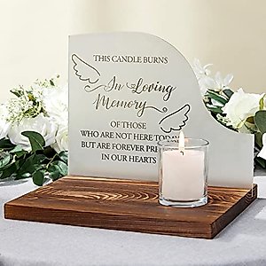 AW BRIDAL Sympathy Gifts Memorial Candle Acrylic & Wooden In Loving Memory Wedding Signs, Memorial Bereavement Gifts for Loss of Loved One Mother Father