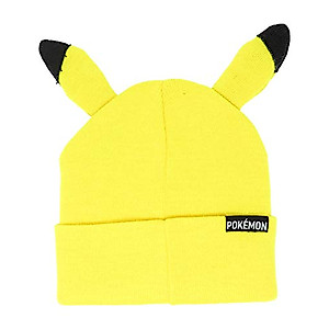 Bioworld Pokemon Pikachu Winking Embroidered Beanie Cap Hat One Size Licensed New Yellow