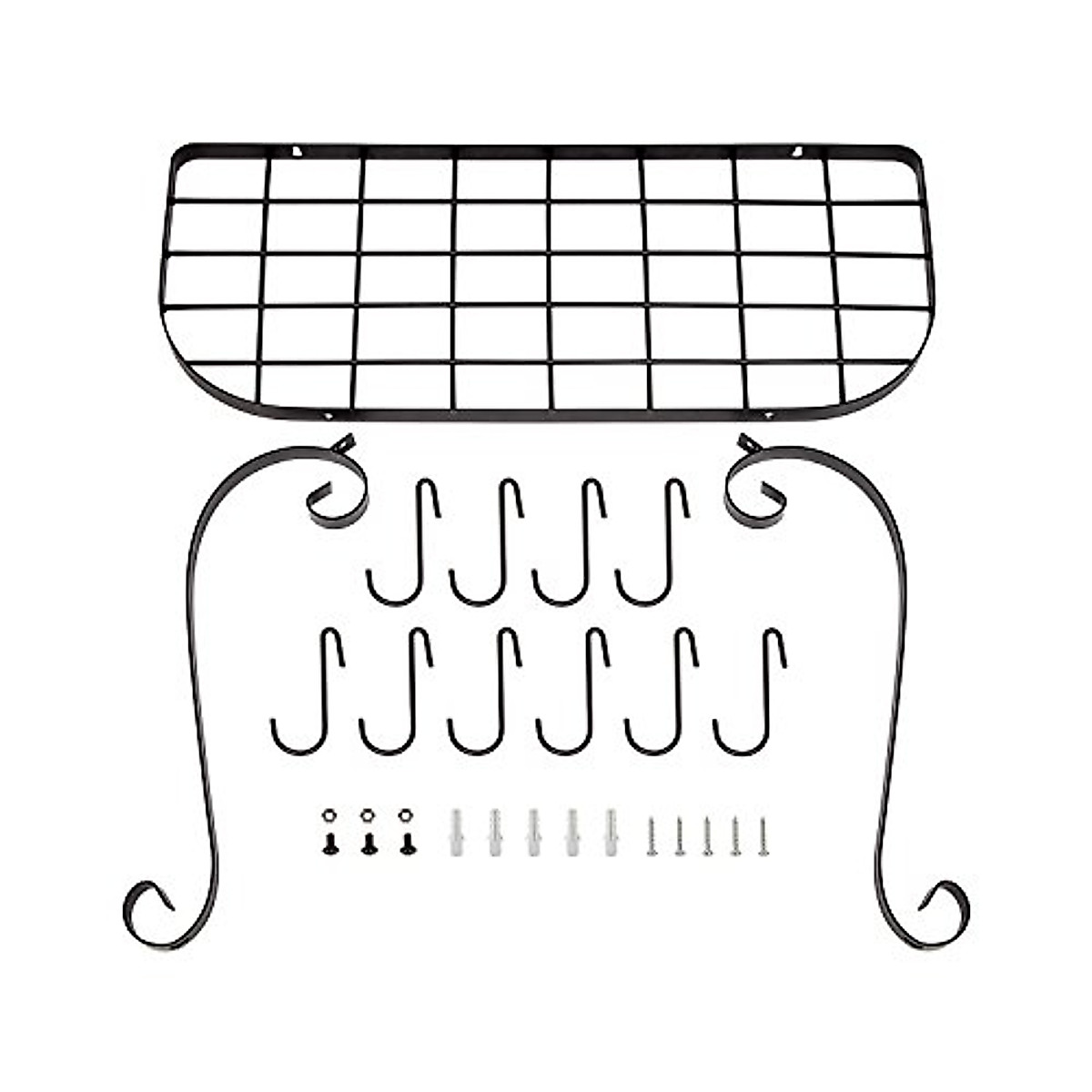 Vdomus Wall Mounted Pot and Pan Rack for Kitchen, Cookware Hanging rack with 10 Hooks Included, Hanging Pan Organizer, Black